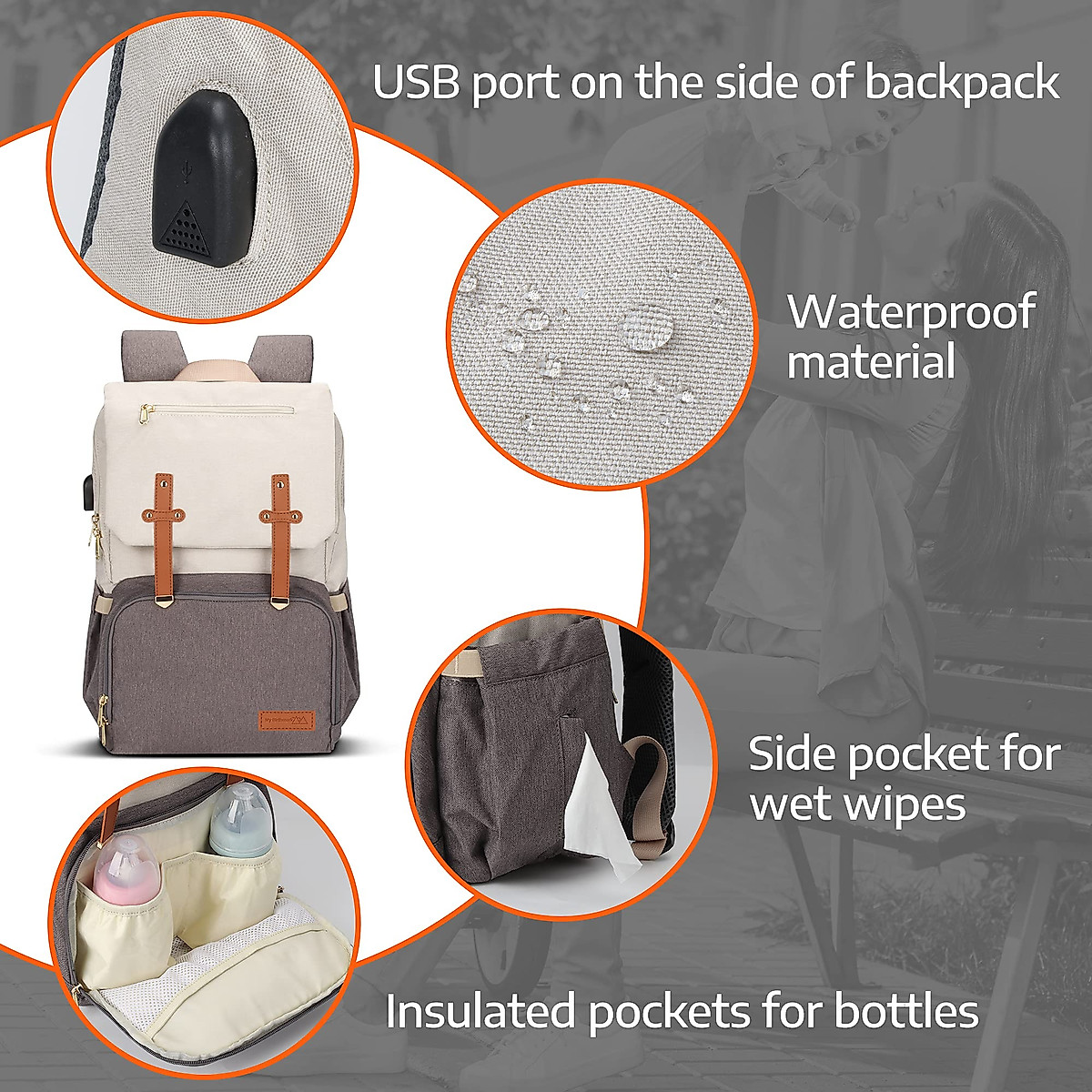 My BirthMark Diaper Backpack - Large Diaper Bag with FREE Diaper Changing Mat & Dust Bag -Strong Waterproof Diaper Bag -Travel Back Pack for Mom, Dad -Cool Diaper Backpacks for Baby, Toddler Boy, Girl