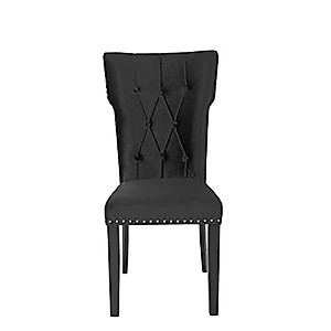 Better Home Products La Costa Velvet Tufted Dining Chair Set of 2 in Black