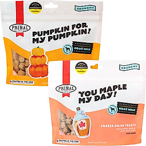 Primal Freeze Dried Dog Treats, Chicken & Pumpkin 2 oz & Pork & Maple 2 oz - Halloween & Thanksgiving Holiday Bundle