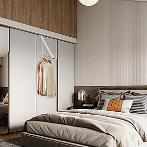 RMERVE 2 Pcs White Over The Door Hanger Organizer Drying Rack Collapsible Retractable Clothes Drying Rack Space Saver for Hanging Clothes Towels Bathrooms (White)