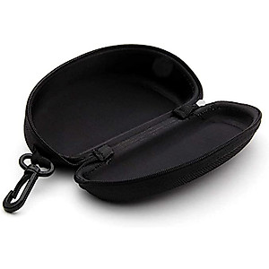 alladaga 3 Pack Zipper Shell Eyeglasses and Sunglasses Case with Plastic Carabiner Hook (Black)