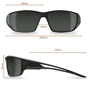 EDGE TSK21-G15-7 Kazbek Polarized Wrap-Around Safety Glasses, Anti-Scratch, Non-Slip, UV 400, Military Grade, ANSI/ISEA & MCEPS Compliant, 5.04" Wide (Black Frame/G-15 Silver Mirror Lens)