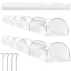 SORANGEUN 2pcs Greenhouses for Outdoors,122”x20”x16” Portable Greenhouse,Mini Green House with One-Piece Greenhouse Plastic&Garden Hoops for Raised beds,Row Covers