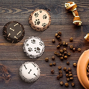 600 Pieces Paw Bone Print Cupcake Liners Puppy Cupcake Holders Dog Theme Cupcake Wrappers Nonstick Baking Cups Paper Muffin Cake Cups for Birthday Wedding Animal Party Favor (Elegant Style)