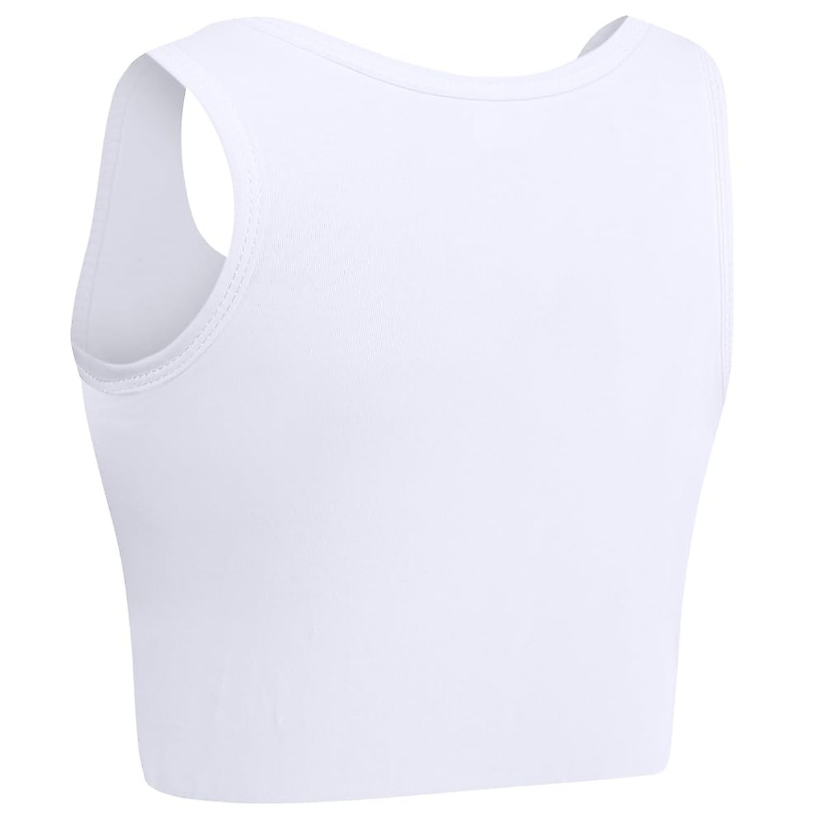 XUJI Transgender FTM Big Size Chest Binder Strapless Zip up Built-in Elastic Band Flat Slim Fit Tops (White, XXL)