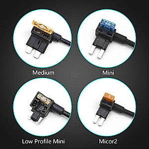 4 Types Add-a-Circuit Fuse Tap Adapter with Standard & Mini & Low Profile Mini & Micro2 Blade Fuse Holder for Cars Trucks Boats (8 Pack)