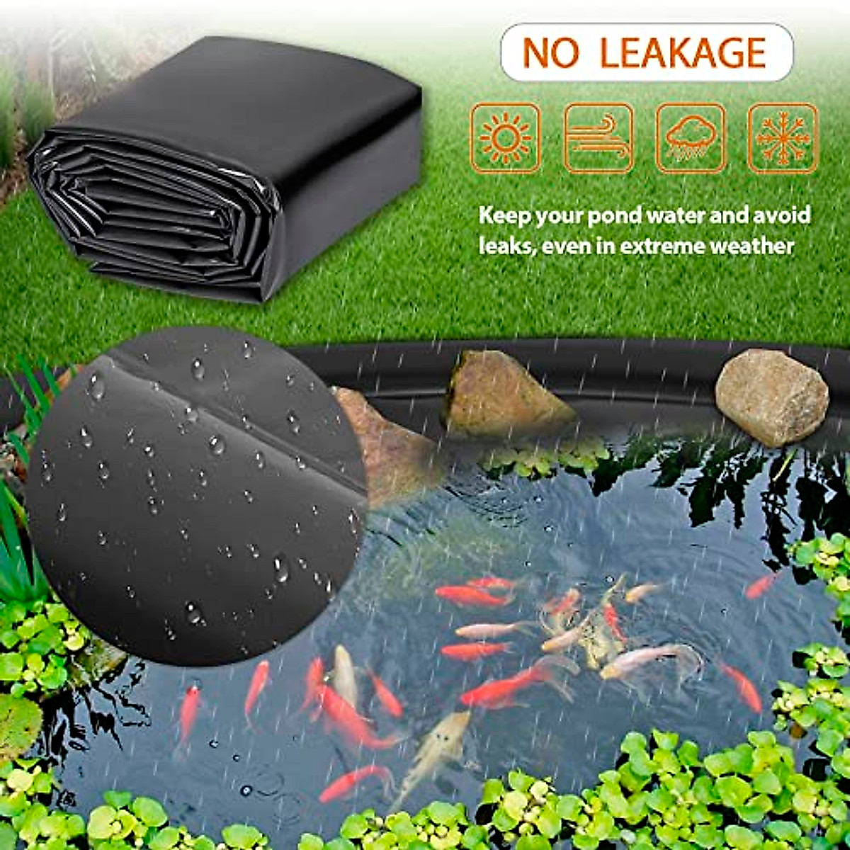 Toriexon LDPE Pond Liner 15X20FT, 20 Mils Thickness Pond Lining for Fish Pond, Fountain, Koi Pond Liner, Waterfall and etc.