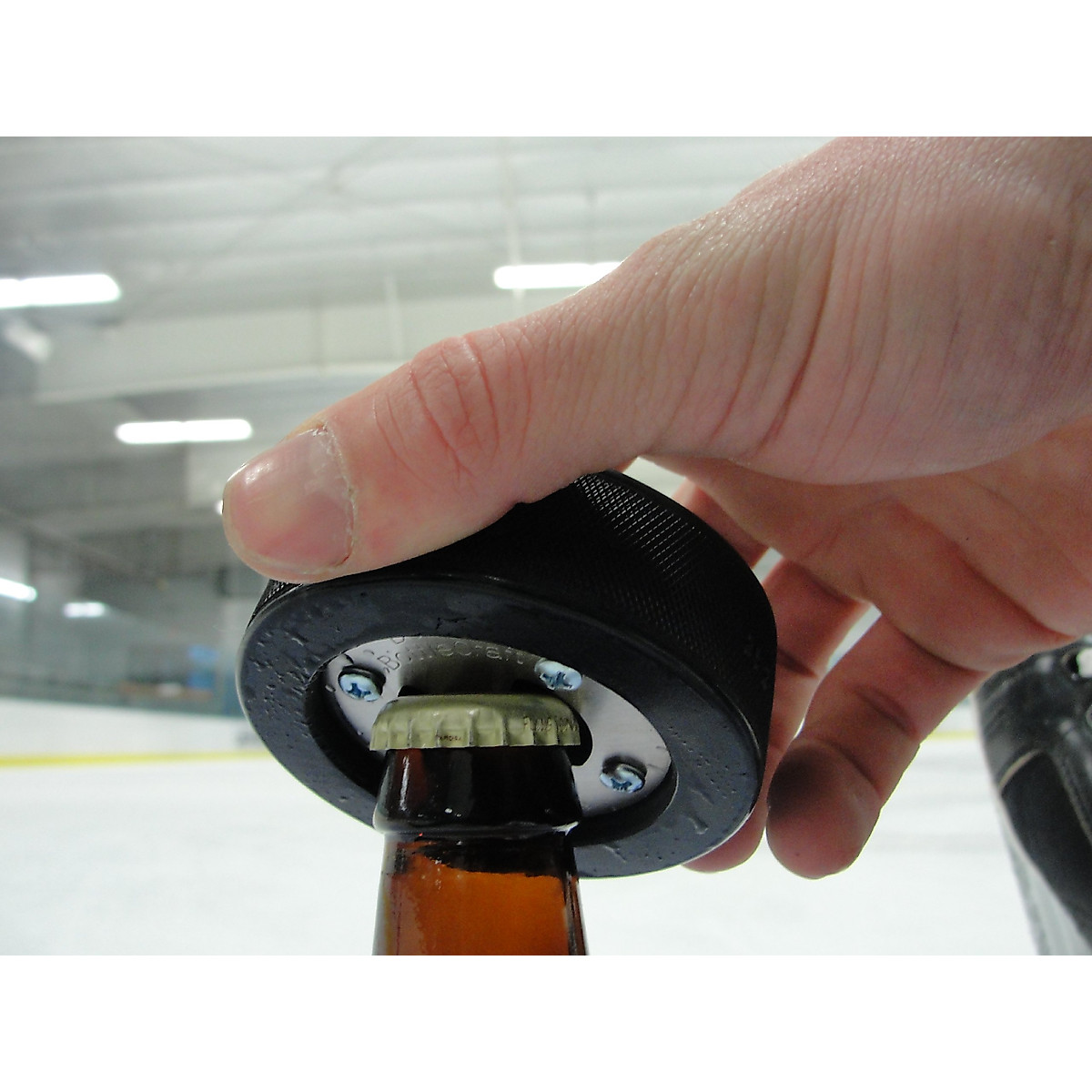 Buffalo BottleCraft USA Bottle Opener, Made from a Real Hockey Puck, American Flag, Magnetic Cap Catcher, Coaster