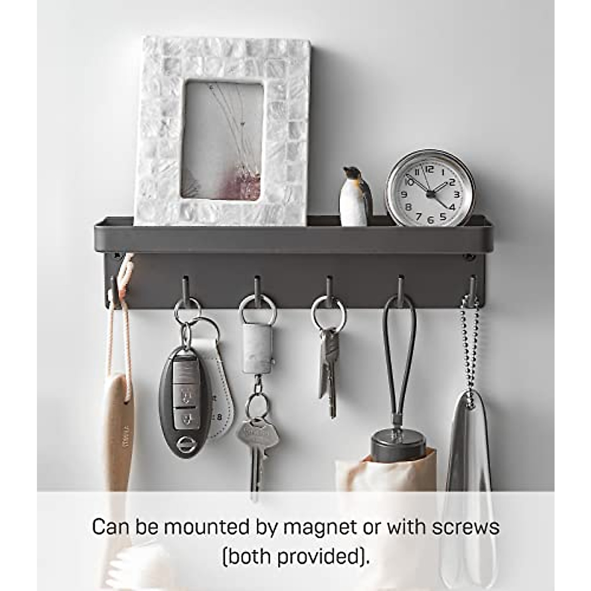 YAMAZAKI home 2755 Magnetic Key Rack with Tray, One Size, Black