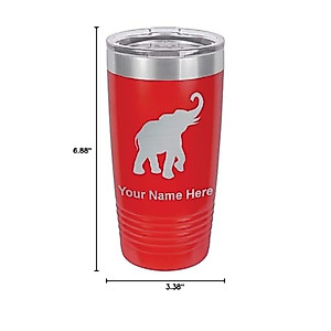 LaserGram 20oz Vacuum Insulated Tumbler Mug, Indian Elephant, Personalized Engraving Included (Red)