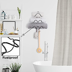 Oxdigi Towel Rack Wall Mounted Set of 2/Durable Metal Towel Holder/Extra Height Shelf Space for Bath Towels,Wine,Yoga Mats/Tree-Shaped Towel Organizer for Bathroom,Kitchen,Pool,Salon,Spa (Black)