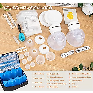 Hands Free Breast Pump, Double Electric Wearable Breast Pump, 3 Modes & 9 Levels Portable Breast Pump, LED Display, 19/22/25 mm Flanges, Breastfeeding Pump with Pumping Bag and Ice Pack