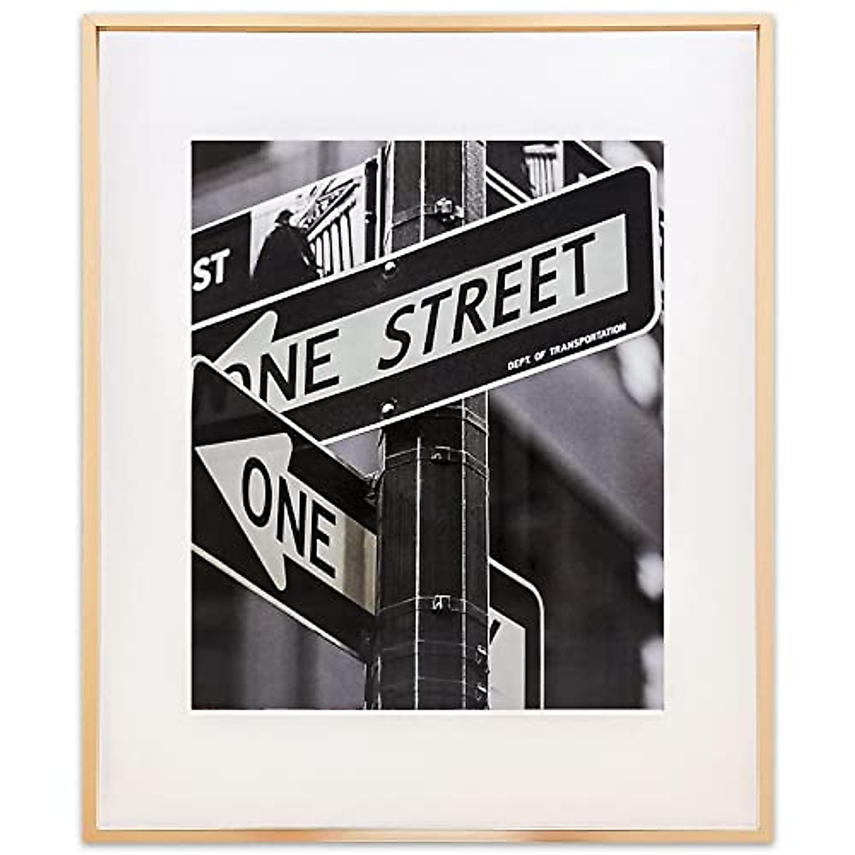 TheDisplayGuys - Contemporary Aluminum Picture Frame - Tempered Glass - 11x14 matted to 8x10 - Gold - Wall Hanging