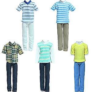 BJDBUS 5 Sets Casual Wear Shirt Trousers Doll Clothes for Boy Dolls