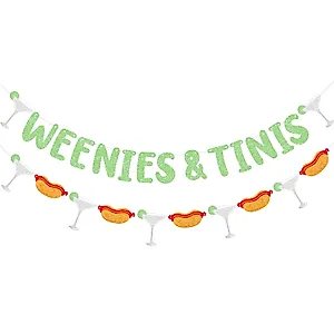 Generic Weenies & Tinis Banner, Martini Themed Party Decorations, Hot Dog Martini Bar Bachelorette Party Decorations, Margarita Birthday Decorations Supplies, Green