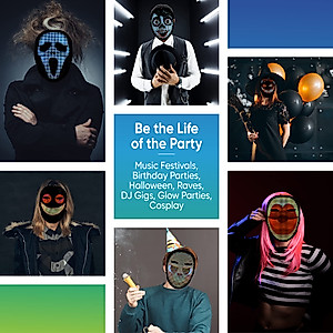 Face Transforming LED Mask - Electronic Changing Facial Cover with Bluetooth App, Programmable & Customizable Lighting Effect (AA -BATTERIES)