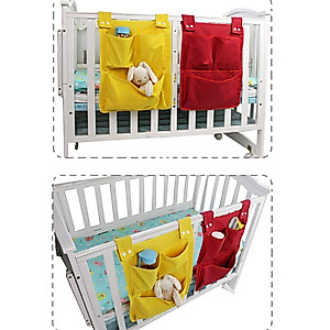 SiyuXinyi Pockets Bedside Storage Bag Caddy Hanging Diaper Organization for Baby Essentials, Hang on Crib, Practical hanging storage bag，Suitable Dormitory, double bed, Bedside storage！（red）