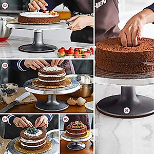 12'' Cake Stand, Cake Spinner Cake Decorating Supplies, Round Decorating Turntable Revolving Aluminum Table Holder Baking Display Tray Plate Tools Accessories for Birthday Wedding Party