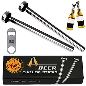Gifts for Men Dad Husband, 2pc Beer Chiller Sticks with 1 Bottle Opener, Mens Birthday Gifts Idea for Father Brother Adults Who Have Everything, Unique Cool Stuff Gadgets Beer Lover Presents