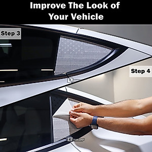 BOGAR TECH DESIGNS - Precut American Flag Rear Side Quarter Window Decals Compatible with Ford Explorer 2020-2022, Matte Black