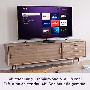 Roku Streambar | 4K/HD/HDR Streaming Media Player & Premium Audio, All In One, Includes Roku Voice Remote