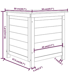 vidaXL Patio Cushion Storage Box - Solid Fir Wood Storage Container - Moisture-Resistant Outdoor Garden Furniture - Size 19.7"x19.7"x22" - Brown Finish