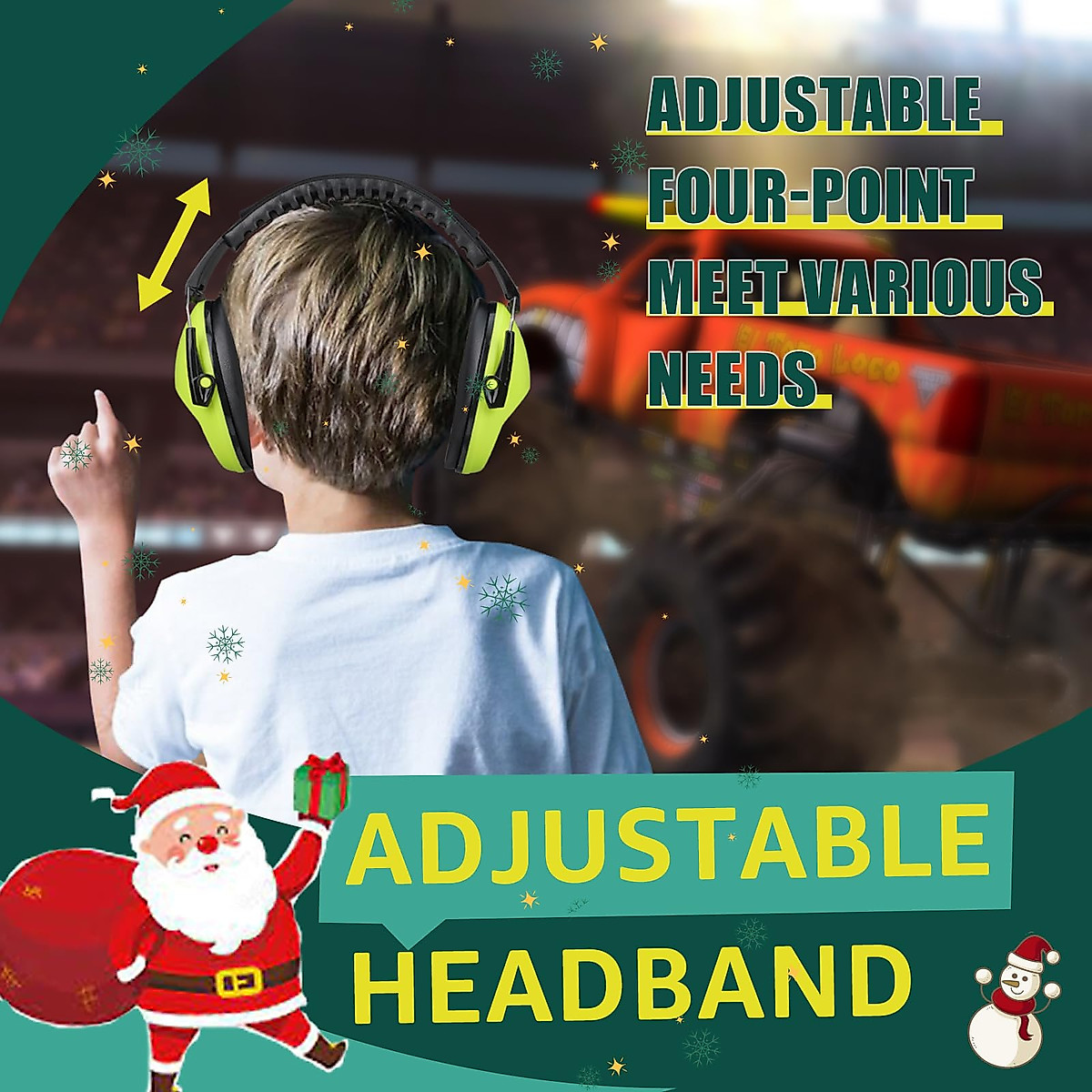 Retevis EHN009 Kids Ear Protection, Foldable Noise Reduction Earmuff with Adjustable Headband, Toddlers Children Autism Headphones,Ear muffs for Football Game, Concerts, Air Shows, Fireworks(Green)