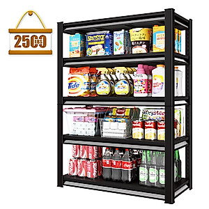SDXYSTCE 40" W Garage Shelving Heavy Duty, 2500 Lbs Loads Garage Storage Shelves Heavy Duty, Metal Shelving Units and Storage Racks, Industrial Utility Shelf,40" Wx18 Dx72 H, Black