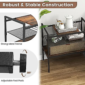 Giantex 3-Tier Console Table, 24" Industrial Sofa Table with Removable Mesh Beverage Can Rack & Magazine Rack, Multipurpose Entryway Table for Hallway, Foyer, Sofa Couch, Living Room, Kitchen