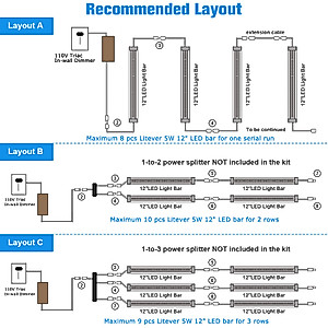 Litever Under Cabinet LED Lights Kit Dimmable by AC in-Wall Dimmer. Plug or Direct Wire LED Driver. Super Bright Linkable Lighting Strip for Kitchen Cabinets Counter. 35W 2000 Lumen. Warm White 3000K