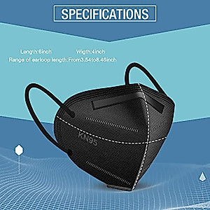 CALBODE 50PCS KN95 Face Mask 5-Ply Cup Dust Safety Masks Black Masks Breathable Protection Masks.