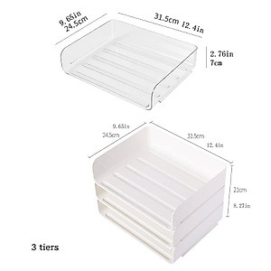 (3pcs Pack) HKeeper Stackable Clear Paper Trays. Desktop Racks,for Desk File Rack,Letter Tray,Accessories Tray for Desktop,A4 Paper Holder,Supplies,Magazine,File Documents,Receipts(White)