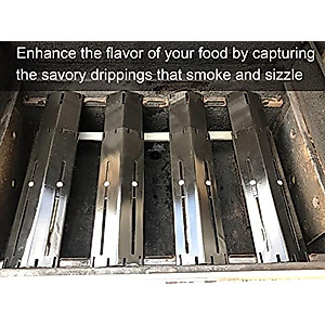 Outspark Universal Heat Plate Shield,Heat Tent,Flavorizer Bar,Burner Cover,Flame Tamer Replacement Parts for Gas Grill,Adjustable Extends from 11.75" up to 21",5 Pack,Porcelain Steel