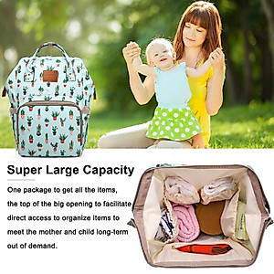 FEWOFJ Cactus Diaper Bag Backpack, Women Waterproof Travel Nappy Bag for Baby Care