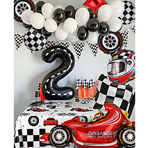 Race Car Balloons Tire Balloon Chequered Flag Balloons Helmet Balloons Baby Shower Kids Two Fast Speedy Race Car Themed Birthday Party Decor Supplies 10 Pcs Kit