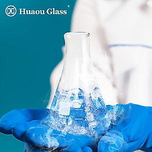 50ml Glass Erlenmeyer Flask Set, Narrow Mouth Graduated Flasks, 3.3 Borosilicate Glass, Ideal for Laboratory, Classroom or Home Use, HUAOU, Pack of 6