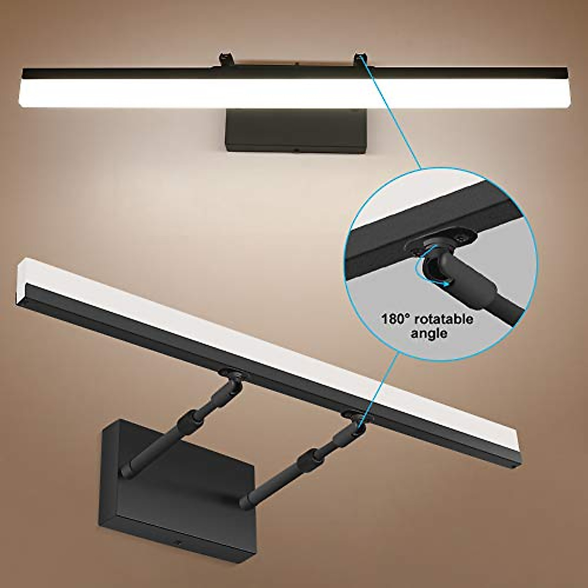 YHTlaeh Adjustable LED Bathroom Vanity Light Fixture Wall Cabinet 18W 24inch Matte Black Natural White Light 4000K for Makeup Bathroom Lighting Over Mirror (24in Non Dimmable)