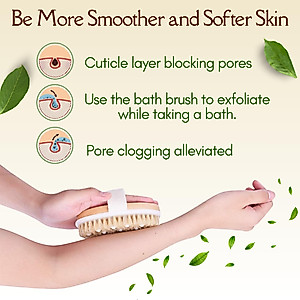 Premium Dry Brushing Body Brush, Best for Exfoliating Dry Skin, Lymphatic Drainage and Cellulite Treatment, Organic Spa Massage Scrub Brush with Soft Boar Bristles, Great Gift for A Glowing Skin