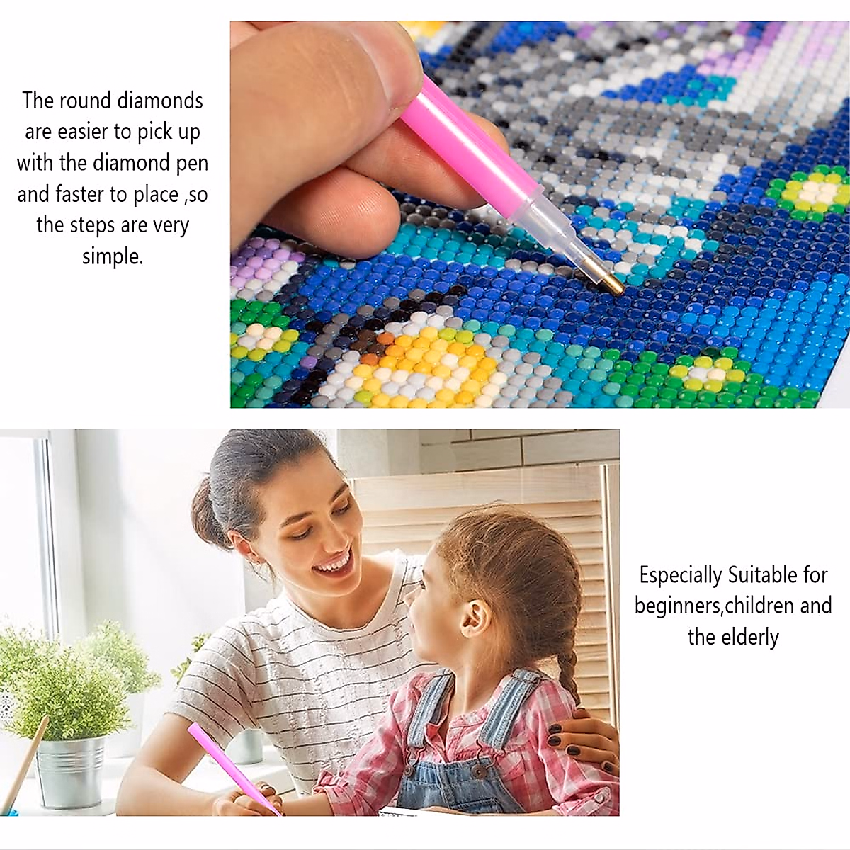 4 Pcs Fairy Diamond Painting Kits 30x40CM Easy Diamond Painting Kits for Beginners DIY Fairy Cross Stitch Kits Angel Diamond Art 5D Round Diamond Art Kits Diamond Dots Flower Elf Picture Art Crafts