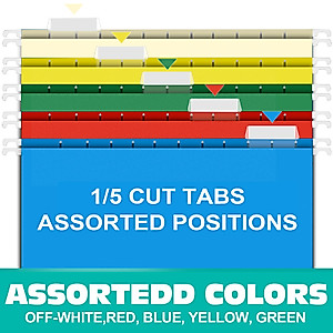 HERKKA Extra Capacity Legal Size Hanging File Folders, 30 Reinforced Hang Folders, Heavy Duty 1 Inch Expansion, Designed for Bulky Files, Medical Charts, Assorted Colors, 30 Pack