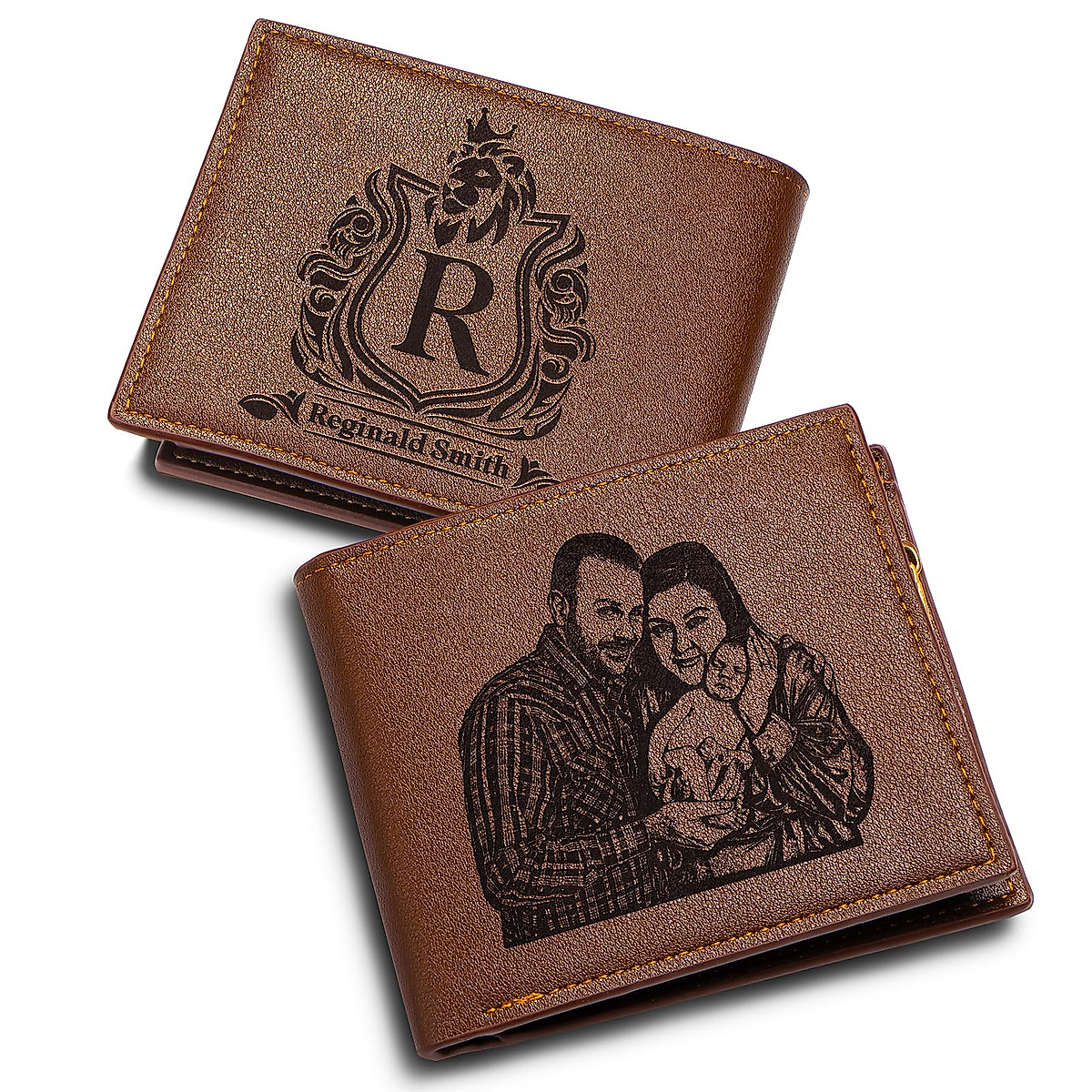 awofer Custom Photo Wallet, Personalized Engraved Wallet Gifts for Men, Husband Wallet from Wife, Custom Daddy Gifts, Engraved Wallet Birthday,Anniversary,Christmas Gifts