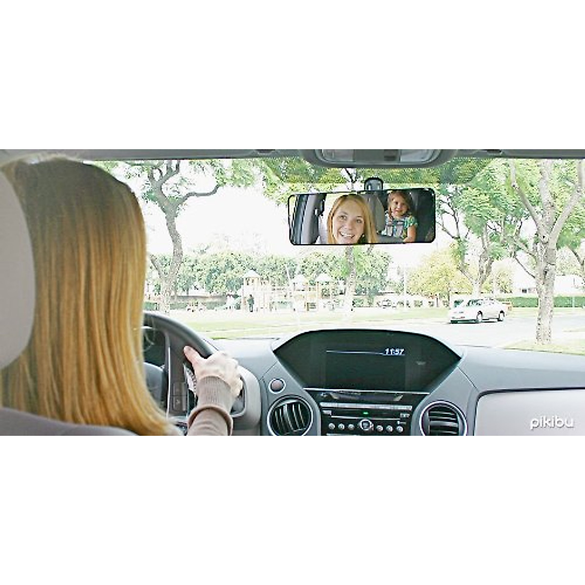 Family Car Mirror by Pikibu® - A better way to see your kids. View ALL your children and your blind spots - 180-degree View - High Definition Clarity
