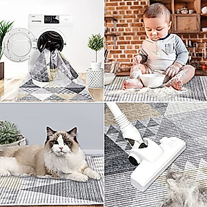 RUGSREAL Machine Washable Area Rugs Accent 8' x 10' Modern Boho Chic Velvet Floorcover Indoor Carpet Contemporary Geometric Area Rug for Living Room Bedroom Home Office, Grey and Yellow