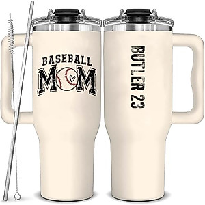 Noni Personalized Baseball Mama Tumbler, Baseball Mom Gift, New Moms Gifts, Mother's Day Gift, Mama Tumblers With Handle And Straw, Birthday Gifts For Women, Christmas