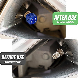 Car Tire Valve Stem Caps, Universal Dice Valve Stem Caps for Cars, SUVs, Bike, Trucks and Motorcycles, Tire Caps 5 Pack (Blue)