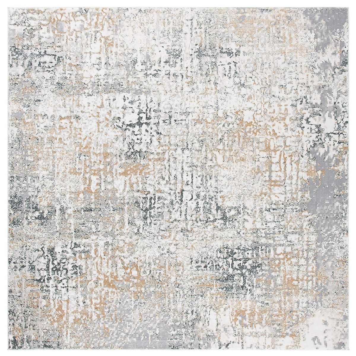 SAFAVIEH Vogue Collection Area Rug - 9' Square, Beige & Grey, Modern Abstract Design, Non-Shedding & Easy Care, Ideal for High Traffic Areas in Living Room, Bedroom (VGE117A)
