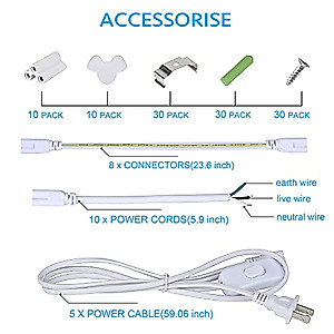 Singteam 10Pack 8Ft LED Shop Light Fixture, 100W Integrated LED Tube Light,15500LM, 6500K, Clear Cover,6 Rows V Shape 270 Degree T8 LED Lighting for Garage Warehouse Workshop Basement