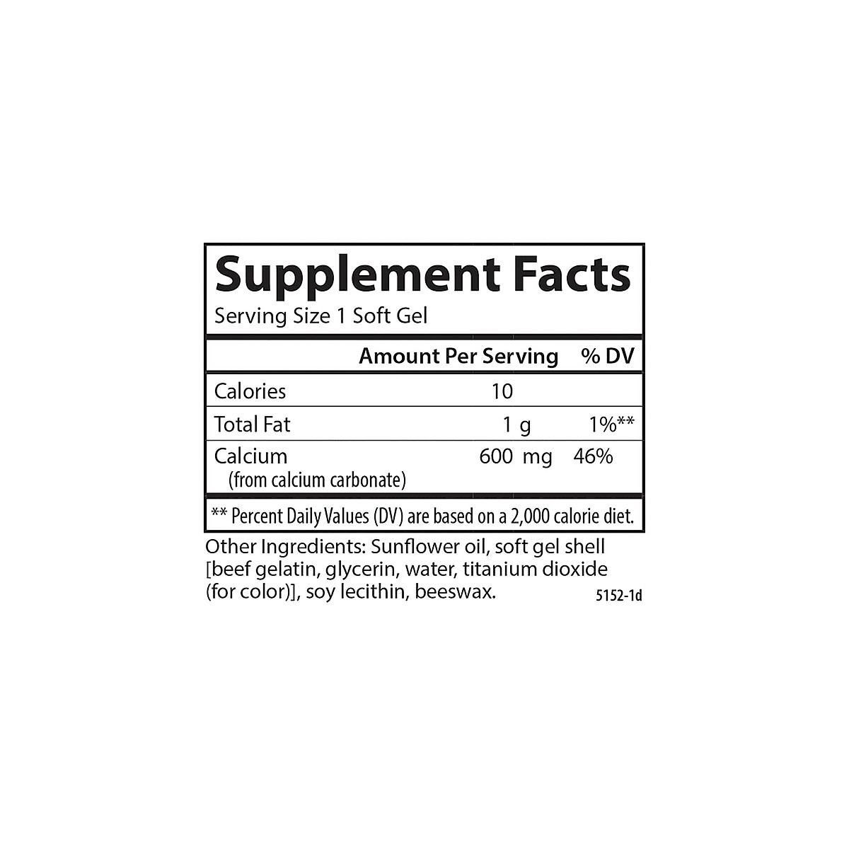 Carlson - Cal-600, 600 mg Calcium, Bone Support, Healthy Teeth & Optimal Wellness, 250 Softgels