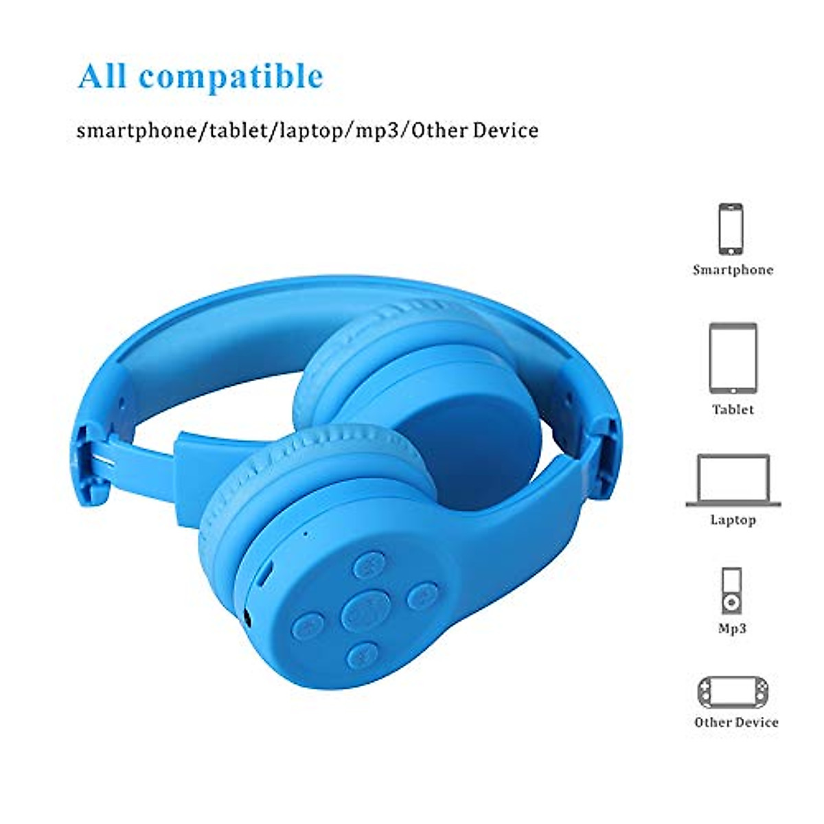 YUSONIC Bluetooth Headphones for Toddler, Toddler Wireless Headphones for Baby Kids with Sharing Port, Kids Headphones with Mic for Boys Girls Travel ipad Amazon fire Cellphone (Blue 2)