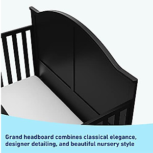 Graco Wilfred 5-in-1 Convertible Crib (Black) – GREENGUARD Gold Certified, Converts to Toddler Bed and Full-Size Bed, Fits Standard Full-Size Crib Mattress, Adjustable Mattress Support Base
